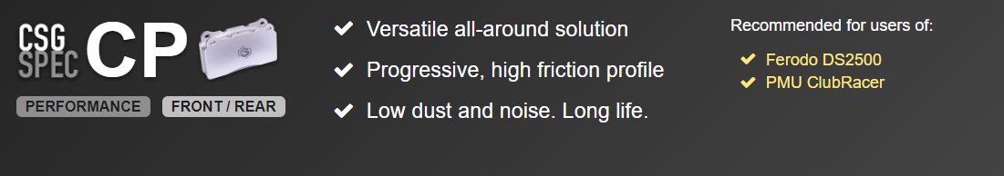 CSG Spec CP (Bedded) Front Brake Pads for Honda Civic Type-R FK8/FL5 – United Speed Racing