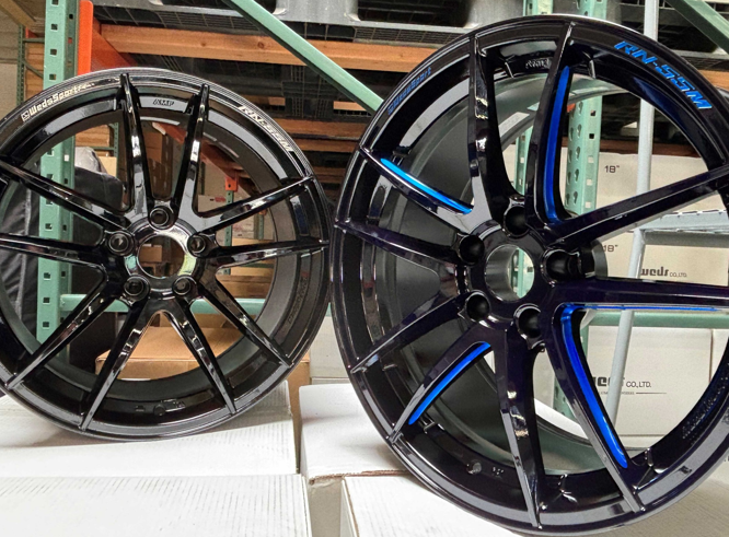 WedsSport RN-55M Wheel (Face FR) - 18x9.5 +25 5x114.3 (Black Blue Mach ...